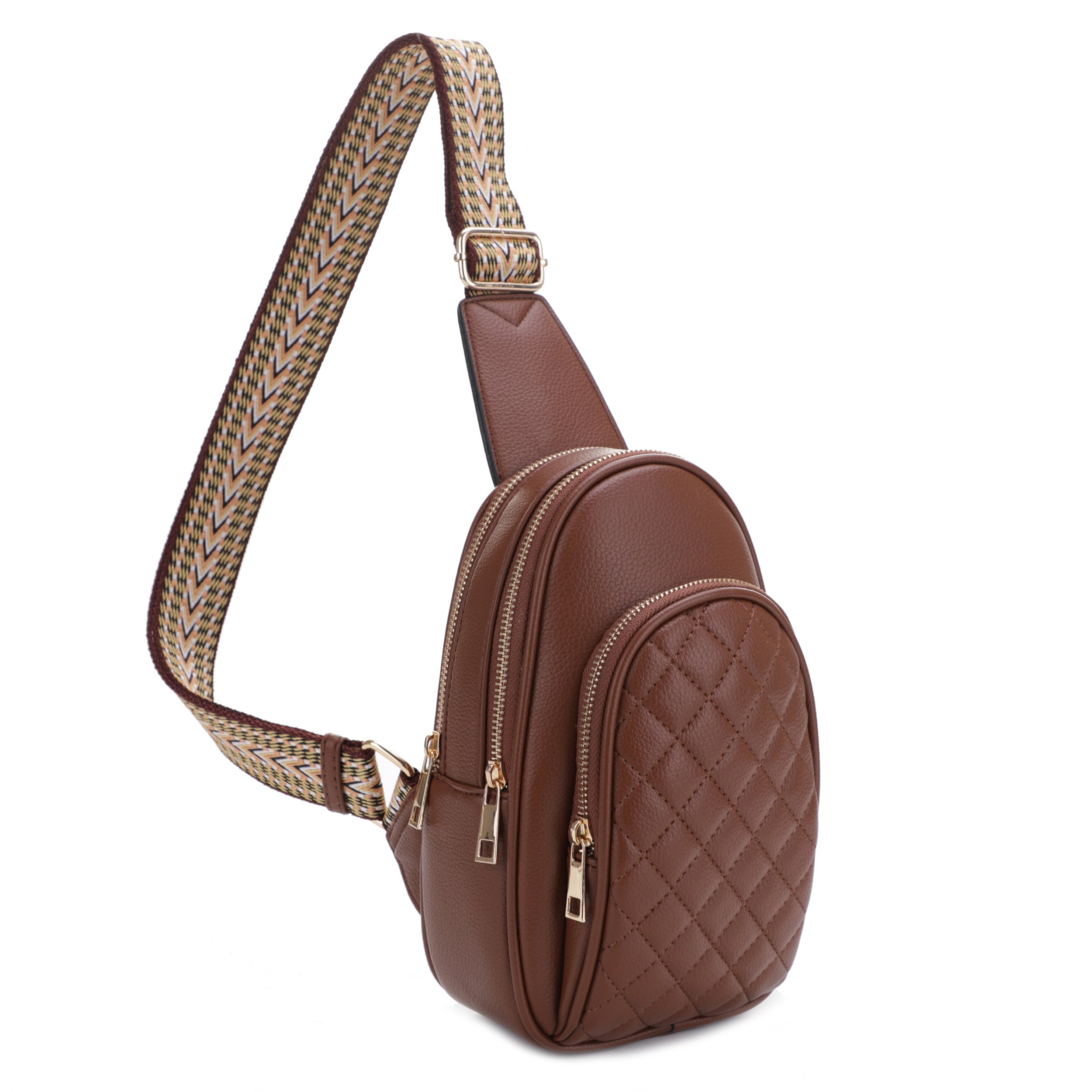 SG SUGU Aurora Diamond Quilted Triple Compartment Crossbody Sling Bag